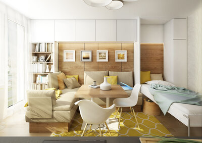 Interior of a studio apartment for two | AŤÁK DESIGN