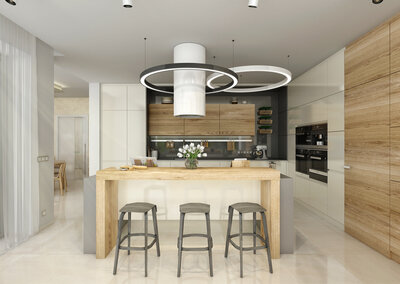 Spacious kitchen with dining area for eight people | AŤÁK DESIGN