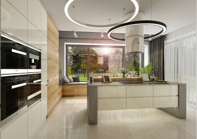 Spacious kitchen with dining area for eight people | AŤÁK DESIGN