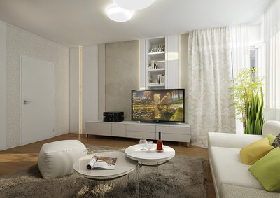 Simple living room with wallpaper | AŤÁK DESIGN