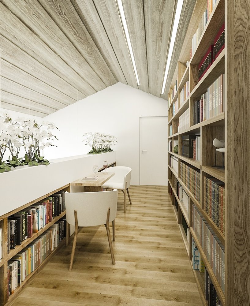 Gallery with a study as part of the interior of a family house | AŤÁK ...