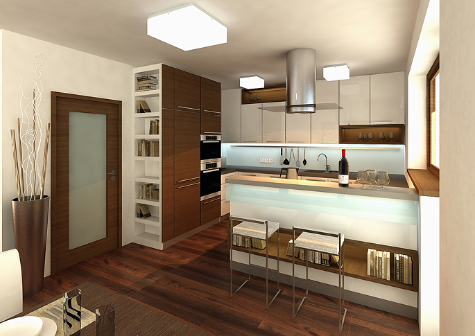 White kitchen with wenge accessories | AŤÁK DESIGN