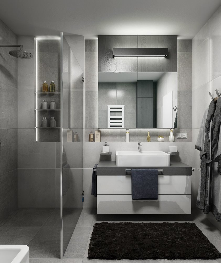 Simple bathroom in the shades of gray | AŤÁK DESIGN