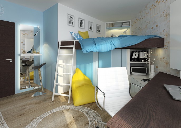 Modern interior of a student bedroom | AŤÁK DESIGN