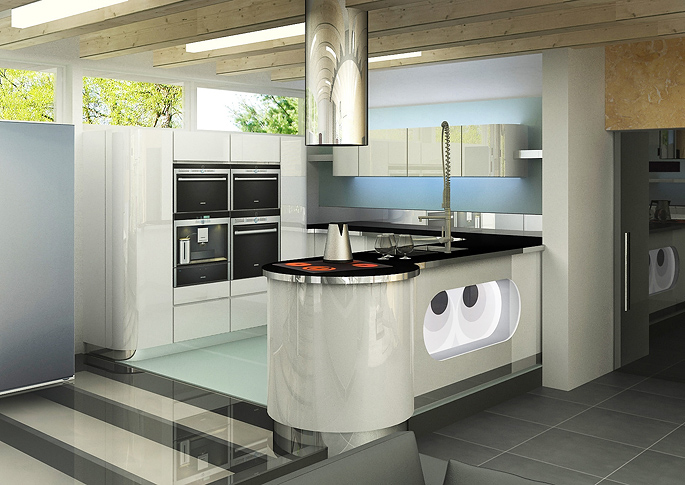 Rounded kitchen in gloss | AŤÁK DESIGN